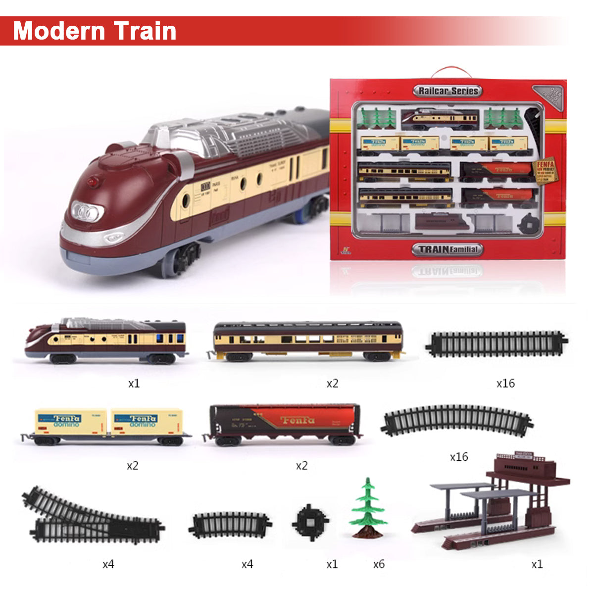 Electric Modern Toy Train Set Vehicle Rail Track Carriages With sound