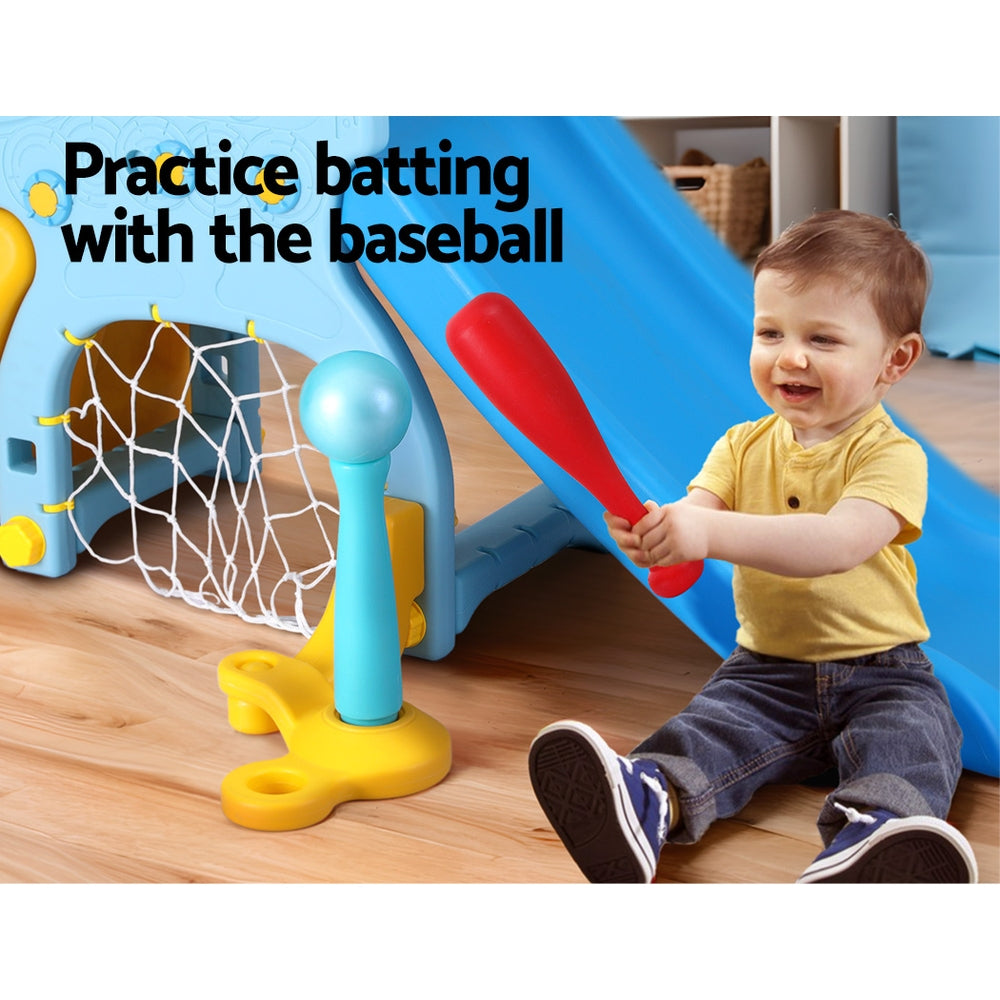 Keezi Kids Slide Set Baseball Bat Basketball Hoop Outdoor Playground 1
