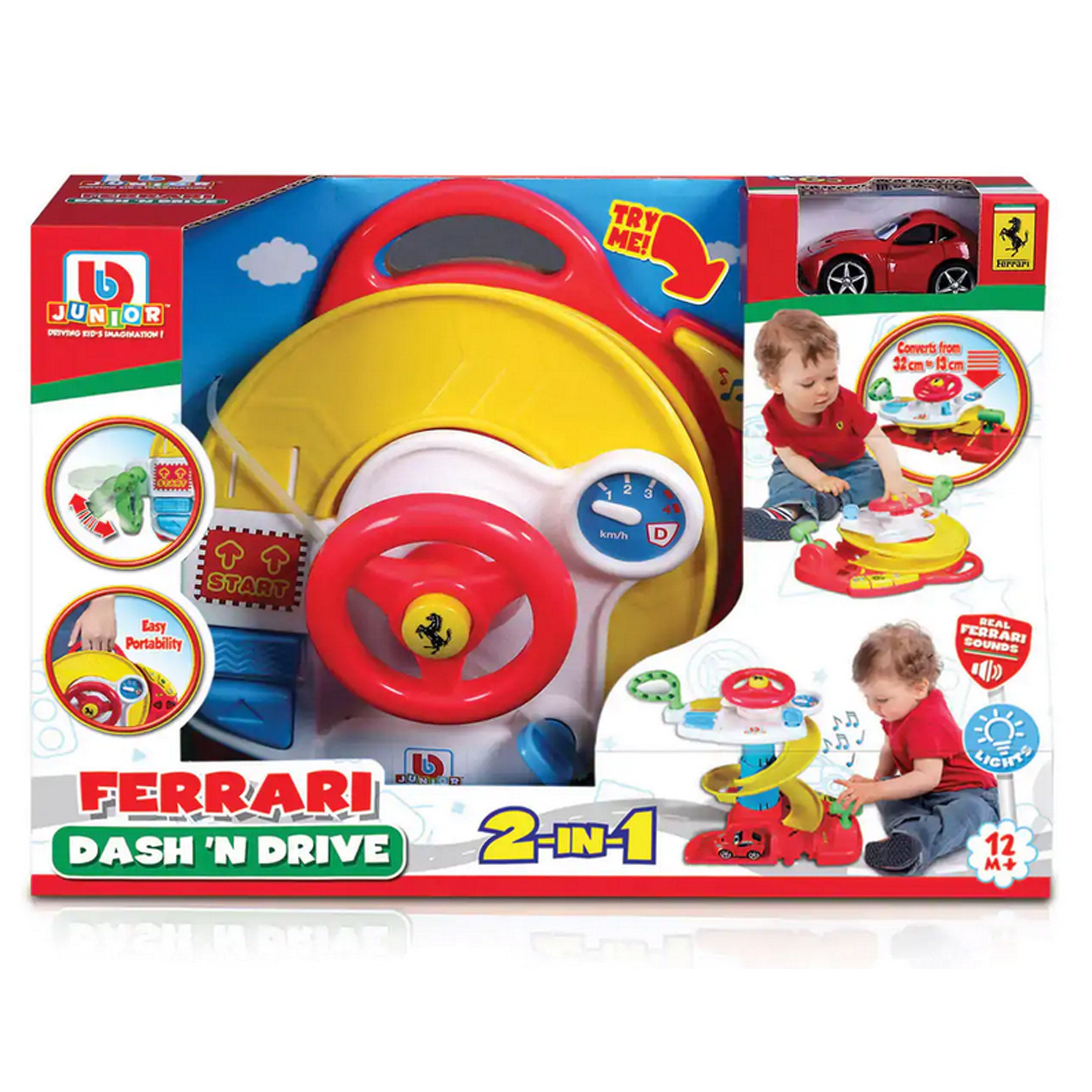 BB Junior Ferrari Dash 'N Drive Play Set | Vehicle Sounds & Ramp Launcher