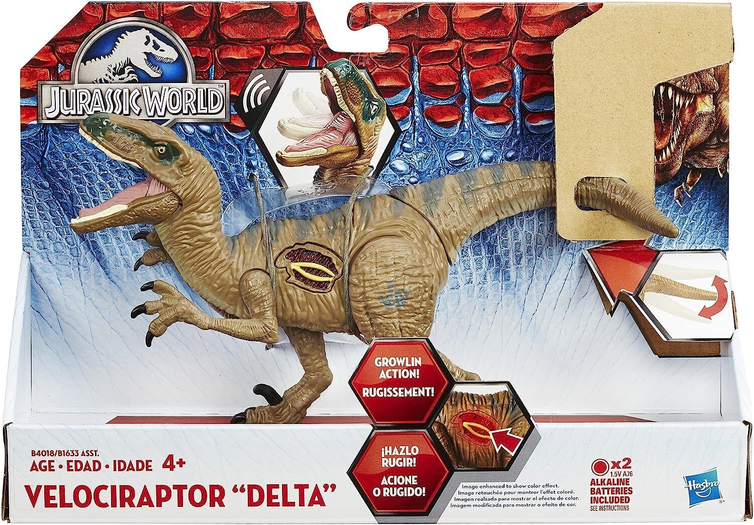 Velociraptor "Delta" Dino Figure with Growling Action, Lights, and ...